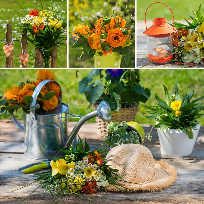 Spring garden collage stock image. Image of spring, time - 53358063
