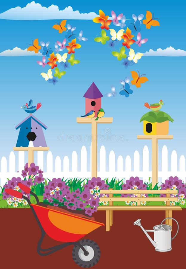 Spring in the garden stock illustration. Illustration of blossom ...