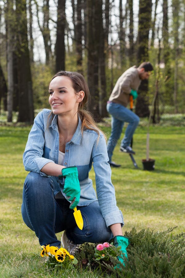 Spring in the Garden- Garden Work Stock Image - Image of nature, happy ...