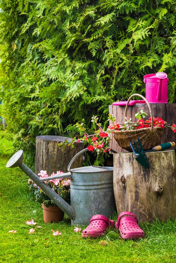 Spring Garden Tools Utensils Gardening Stock Photo - Image of garden ...