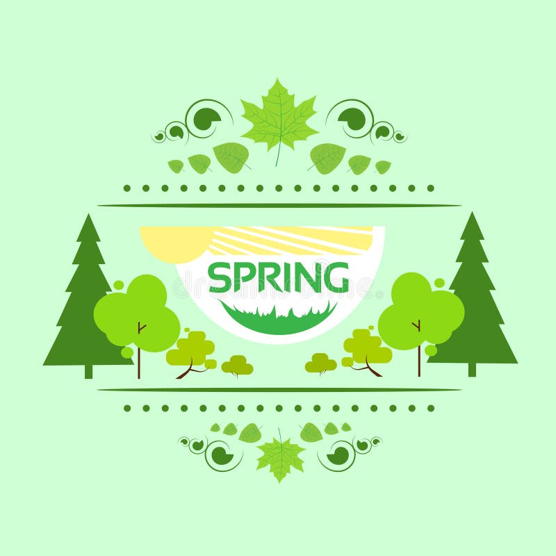 Spring Gift Card Banner Green Tree Vector Stock Vector - Illustration ...