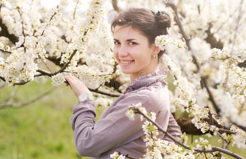 Spring girl stock image. Image of blossom, pure, bloom - 13885393