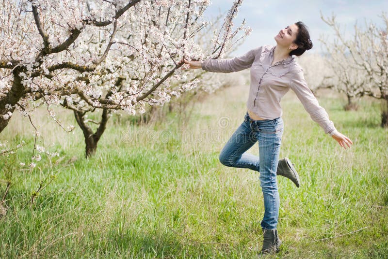 Spring girl stock image. Image of park, ecology, bloom - 13893993