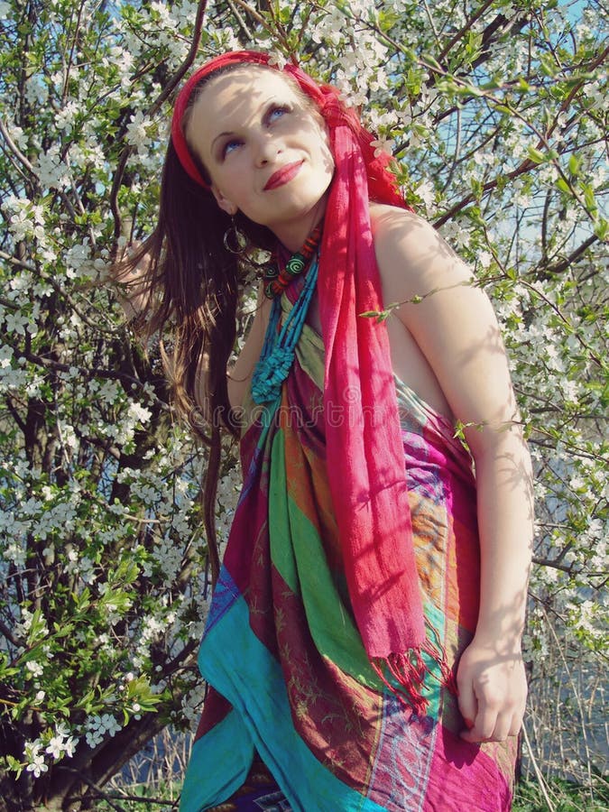 Spring girl stock photo. Image of leaves, colorful, foliage - 24293006