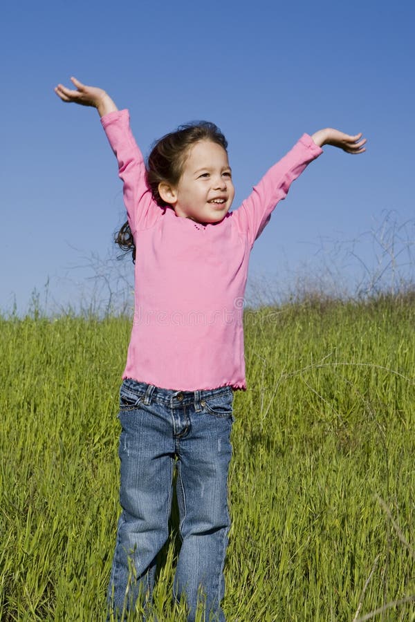 Spring girl stock image. Image of grass, field, laugh - 8569269