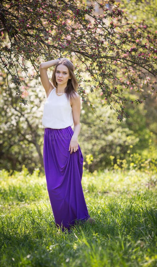 Spring girl stock photo. Image of beautiful, dress, nature - 40719672