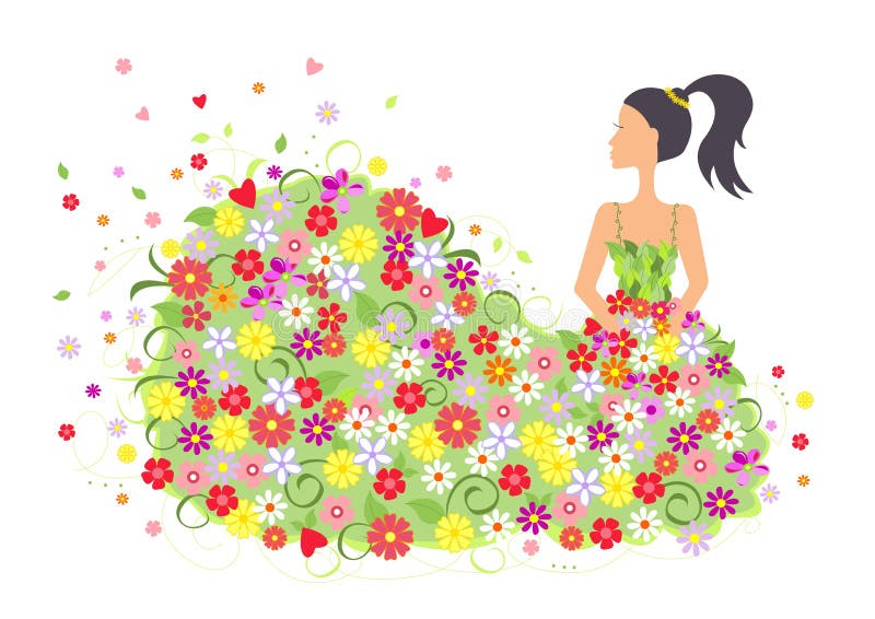 Spring Girl stock vector. Illustration of spring, vector - 90165783