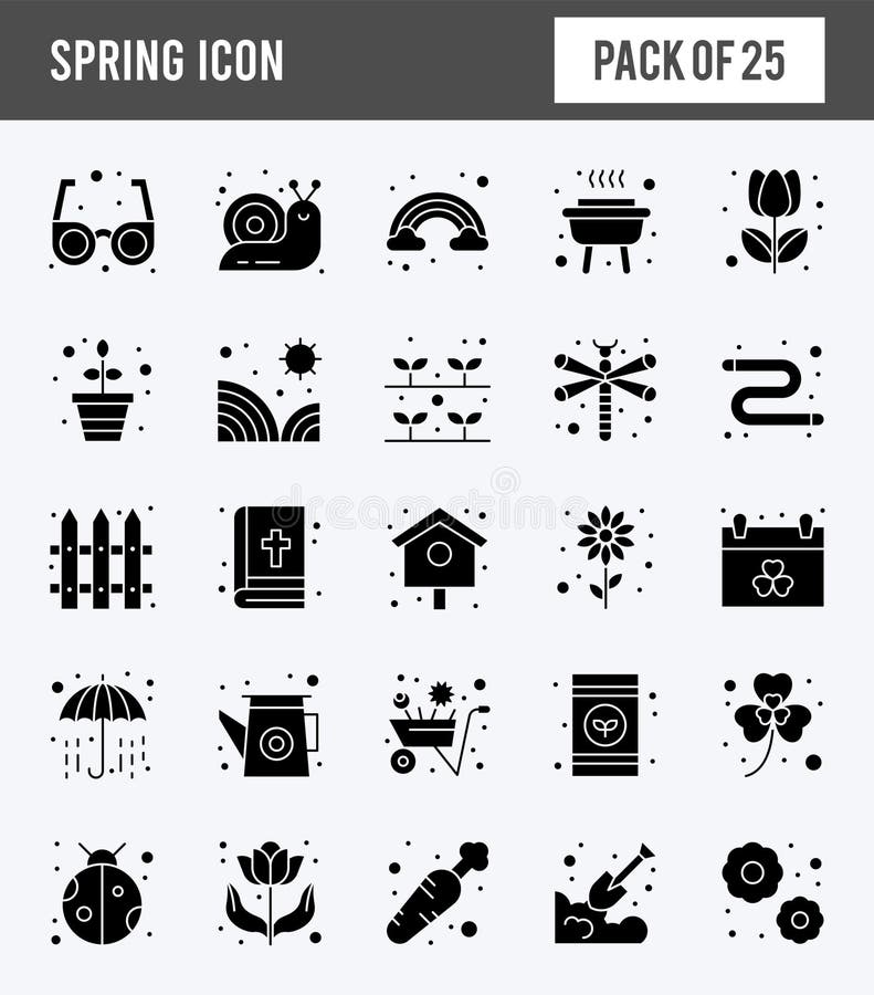 25 Spring Glyph Icon Pack. Vector Illustration Stock Vector ...