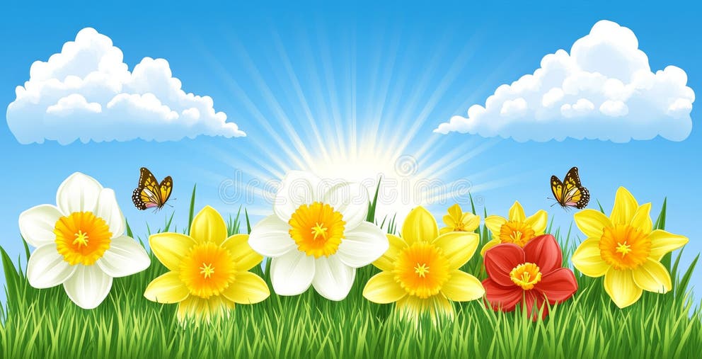 Spring Grass with Daisy Wildflowers in a Natural Abstract Backdrop ...