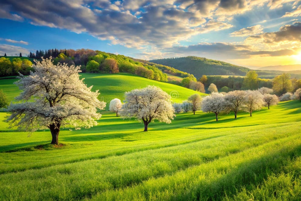 Spring Green Field stock illustration. Illustration of green - 360060818