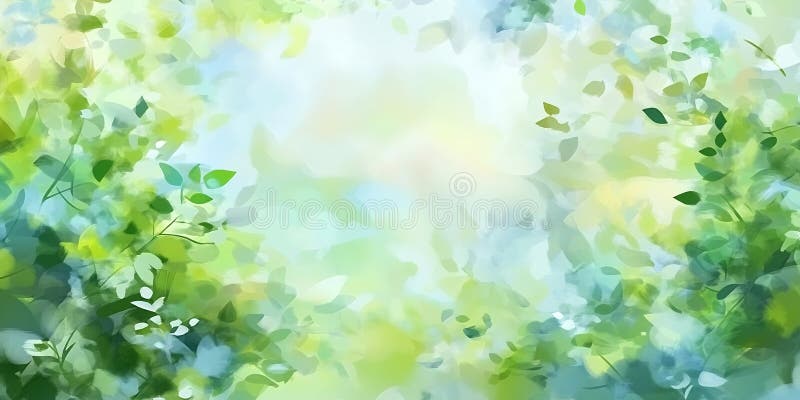 Spring Green Leaves Abstract Nature Background Painting Stock ...