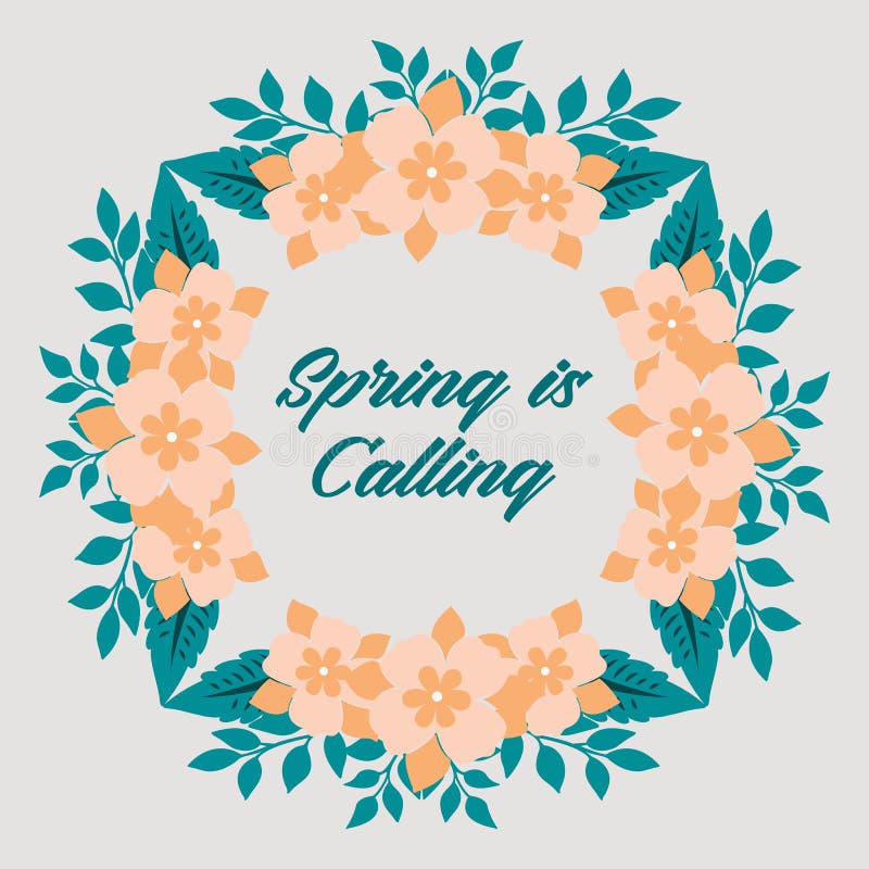 Spring Greeting Card Design, with Leaf and Floral Vintage Frame. Vector ...