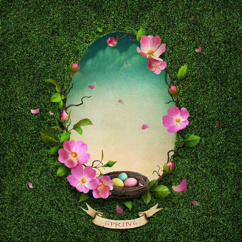 Frame of spring flowers. stock illustration. Illustration of colorful ...