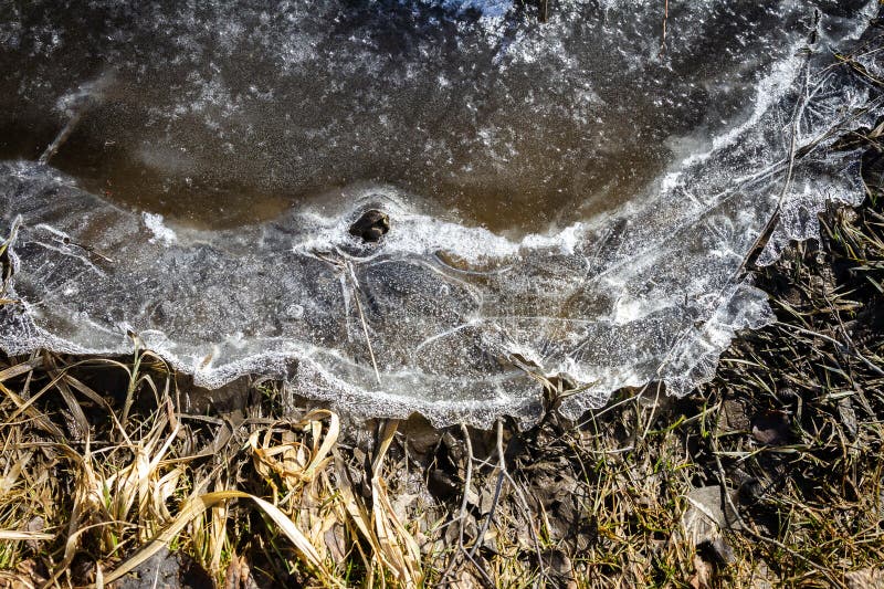 Spring Ground Covered with Thawing Snow Stock Photo - Image of frost ...