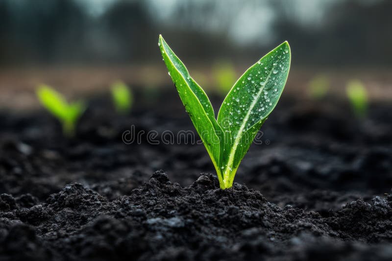 Spring Growth, Fields Speckled with Small Buds Pushing through the Soil ...