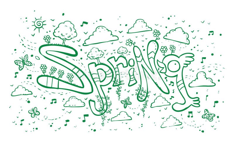 Spring stock vector. Illustration of scribble, text, element - 99648697