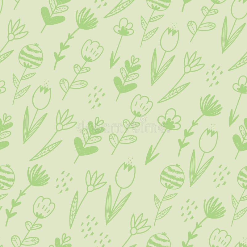 Spring Hand Drawn Floral and Abstract Elements. Stock Illustration ...