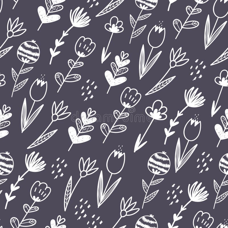 Spring Hand Drawn Floral and Abstract Elements. Stock Illustration ...