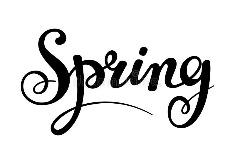 Spring Black Hand Drawn Lettering. Trendy Calligraphy Isolated on White ...