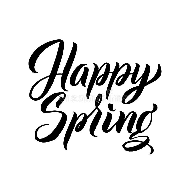 Spring Hand Lettering Black Letters White Background. Stock Vector ...