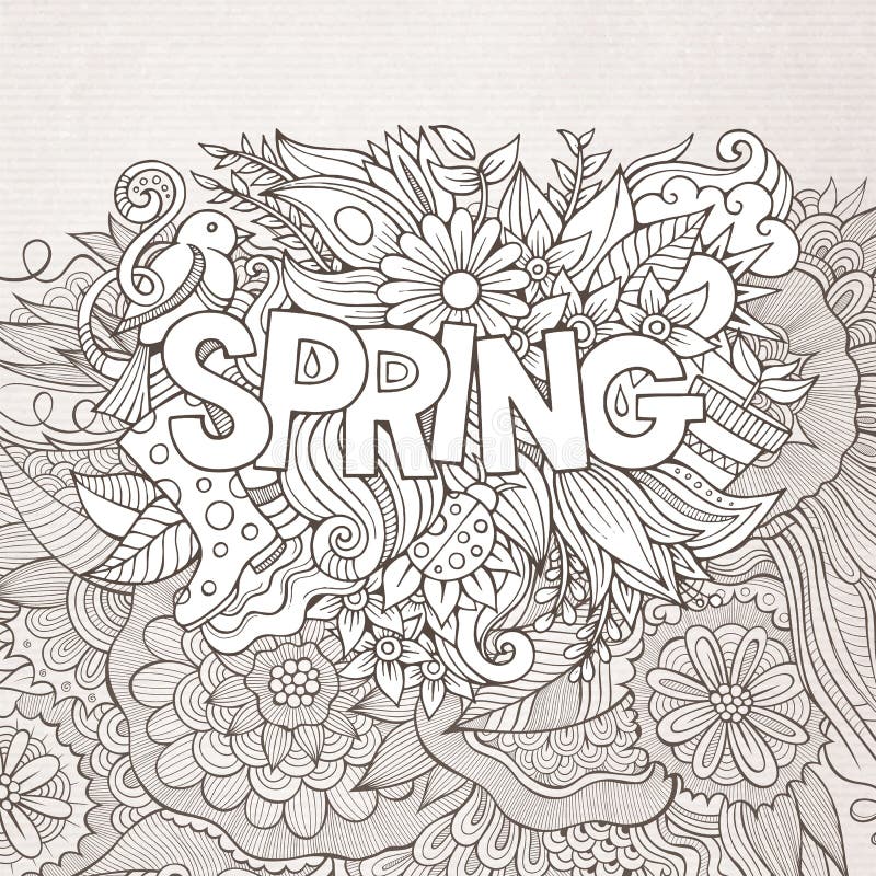 Spring Hand Lettering and Doodles Elements Stock Vector - Illustration ...