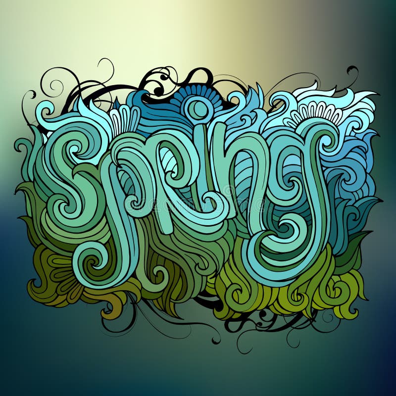 Spring hand lettering stock vector. Illustration of green - 49500522