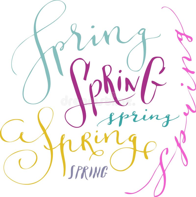 Spring hand written word stock vector. Illustration of graphic - 89462186