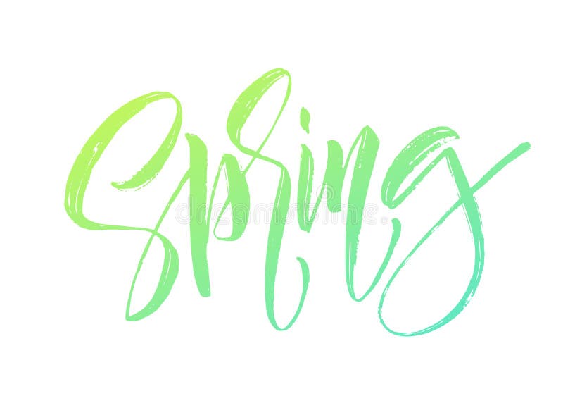 Spring Handwritten Lettering. Beautiful Modern Calligraphy. Isolated on ...