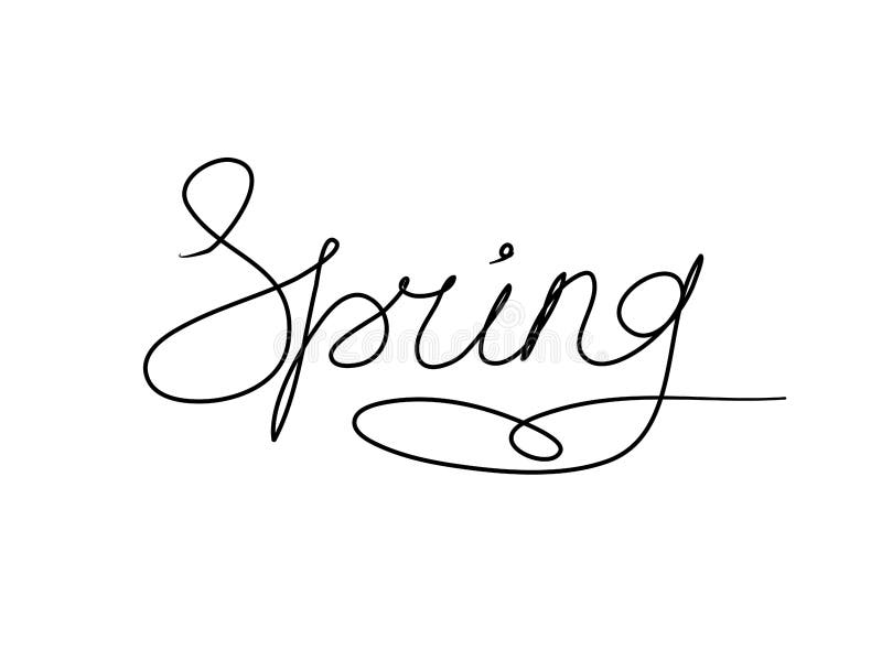 Spring Handwritten Text Inscription. Modern Hand Drawing Calligraphy ...