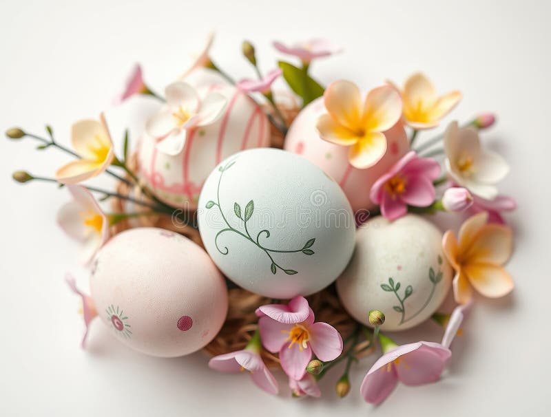 Spring Harmony: Easter Eggs and Flowers Stock Illustration ...