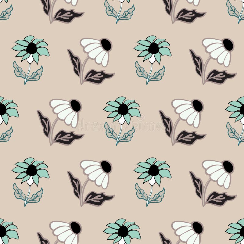 Spring Has Sprung Silhouette Floral Repeat Pattern Vector Print Stock ...