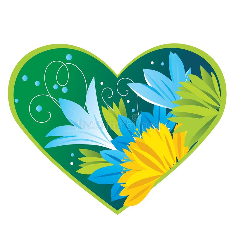 Frame with Spring Flowers in Shape of Heart Stock Illustration ...
