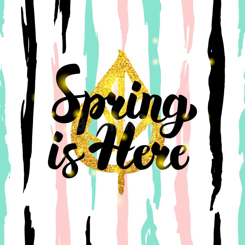 Spring is Here Handdrawn Card Stock Vector - Illustration of color ...