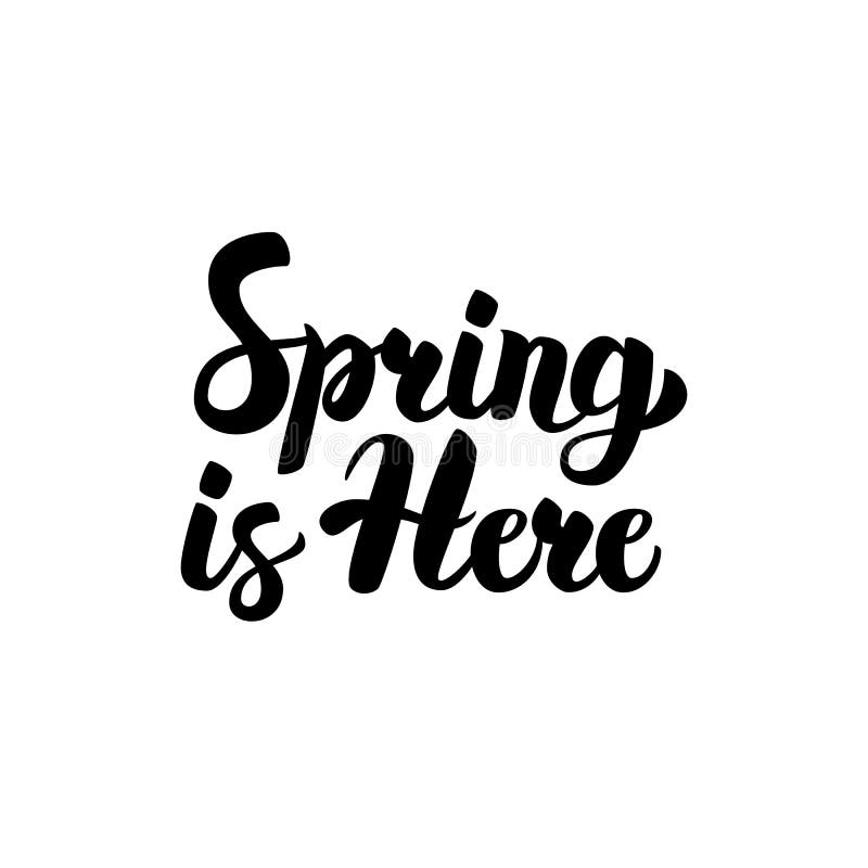 Spring is Here Handwritten Lettering Stock Vector - Illustration of ...