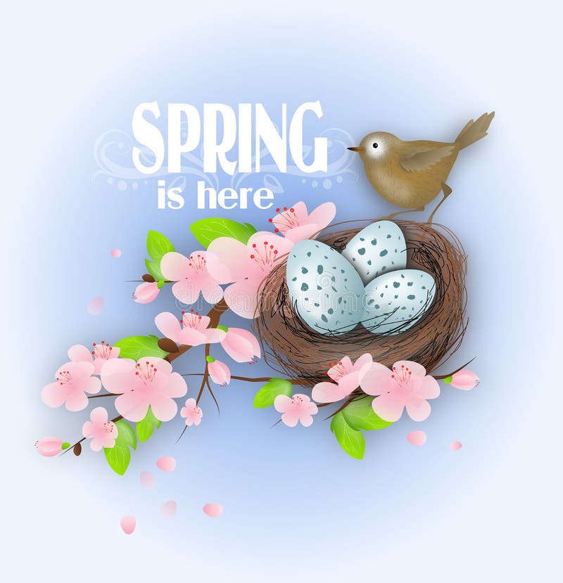 Spring is here stock illustration. Illustration of beauty - 52043780