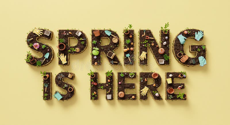 Spring is here stock vector. Illustration of butterfly - 83999195