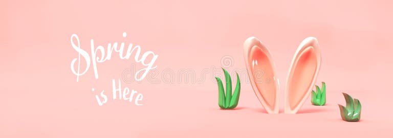 Spring is Here Message with Rabbit Ears Stock Illustration ...