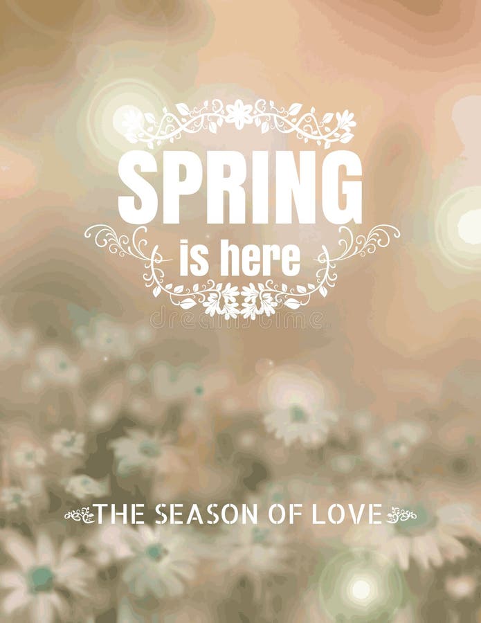 Spring is Here Typographical Background Blur Vector Format Eps 1 Stock ...