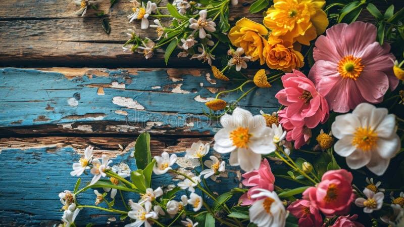 Spring Holiday Background with Blooming Flowers Stock Photo - Image of ...