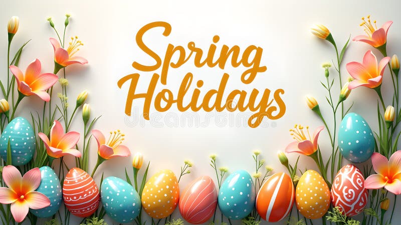 Spring Holidays Background with Easter Eggs and Flowers. Concept of ...