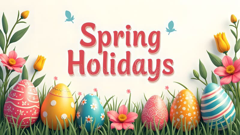 Spring Holidays with Easter Eggs and Flowers. Concept of Spring, Easter ...