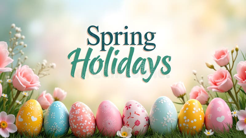 Spring Holidays with Easter Eggs and Flowers. Concept of Spring, Easter ...