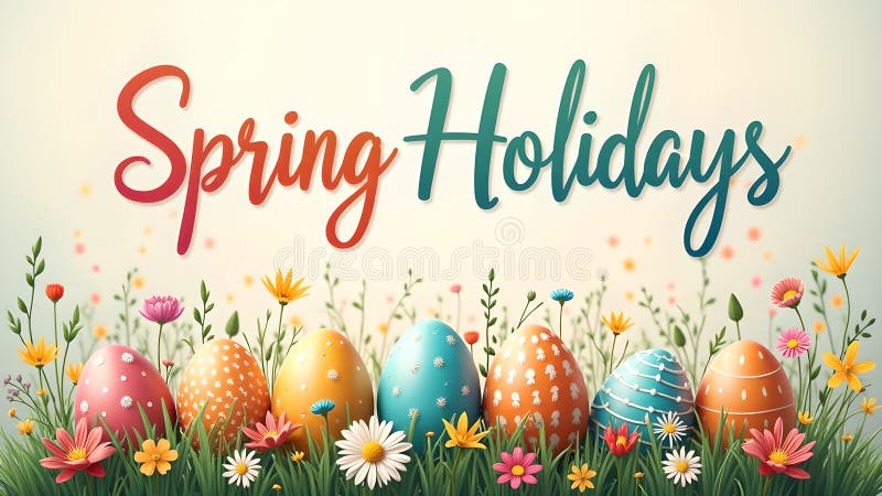 Spring Holidays Easter Eggs in Grass with Flowers. Concept of Spring ...