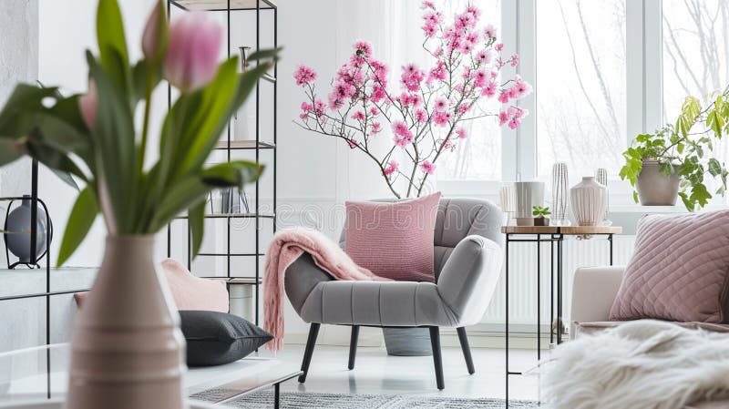 Spring Home Decor in Scandinavian Interior. Generative Stock ...