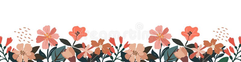 Spring Border, Banner with Blooming Flowers Vector Stock Vector ...