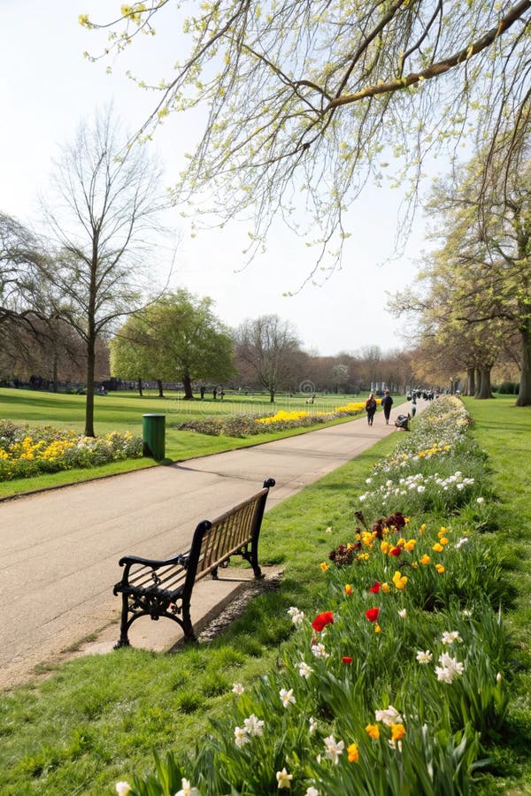 Spring in Hyde Park London stock illustration. Illustration of nature ...