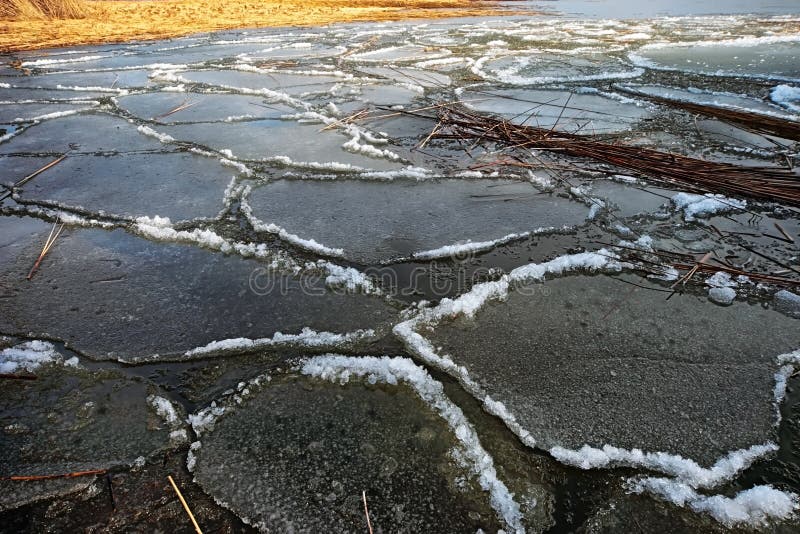Spring ice drift detail stock photo. Image of canes, melting - 9192772