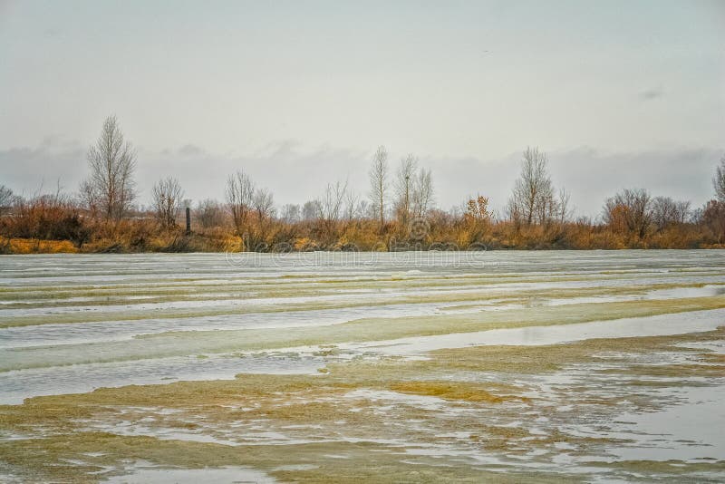 Spring Ice Drift and Melting Ice on the River. High Water Stock Photo ...
