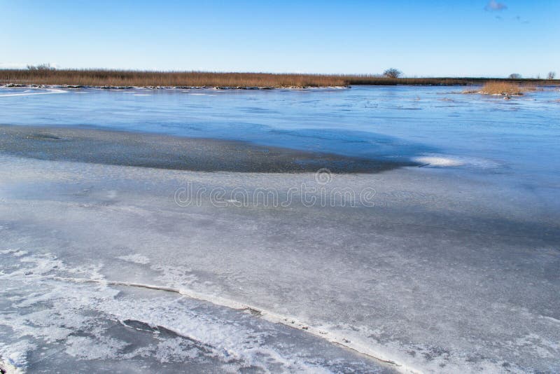 Spring Ice Drift on the River Stock Image - Image of frost, island ...