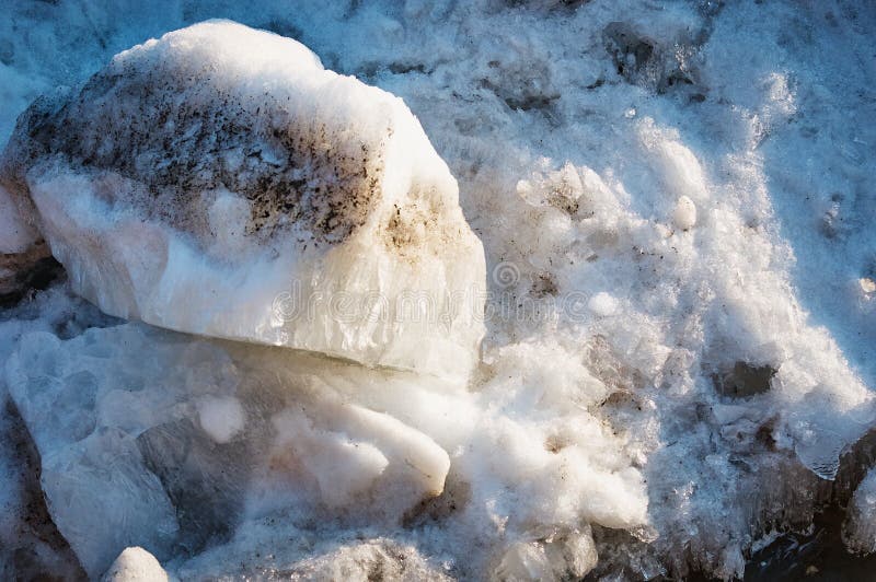 Spring Ice Drift on the River. Melting Ice. Sunny Evening Stock Image ...